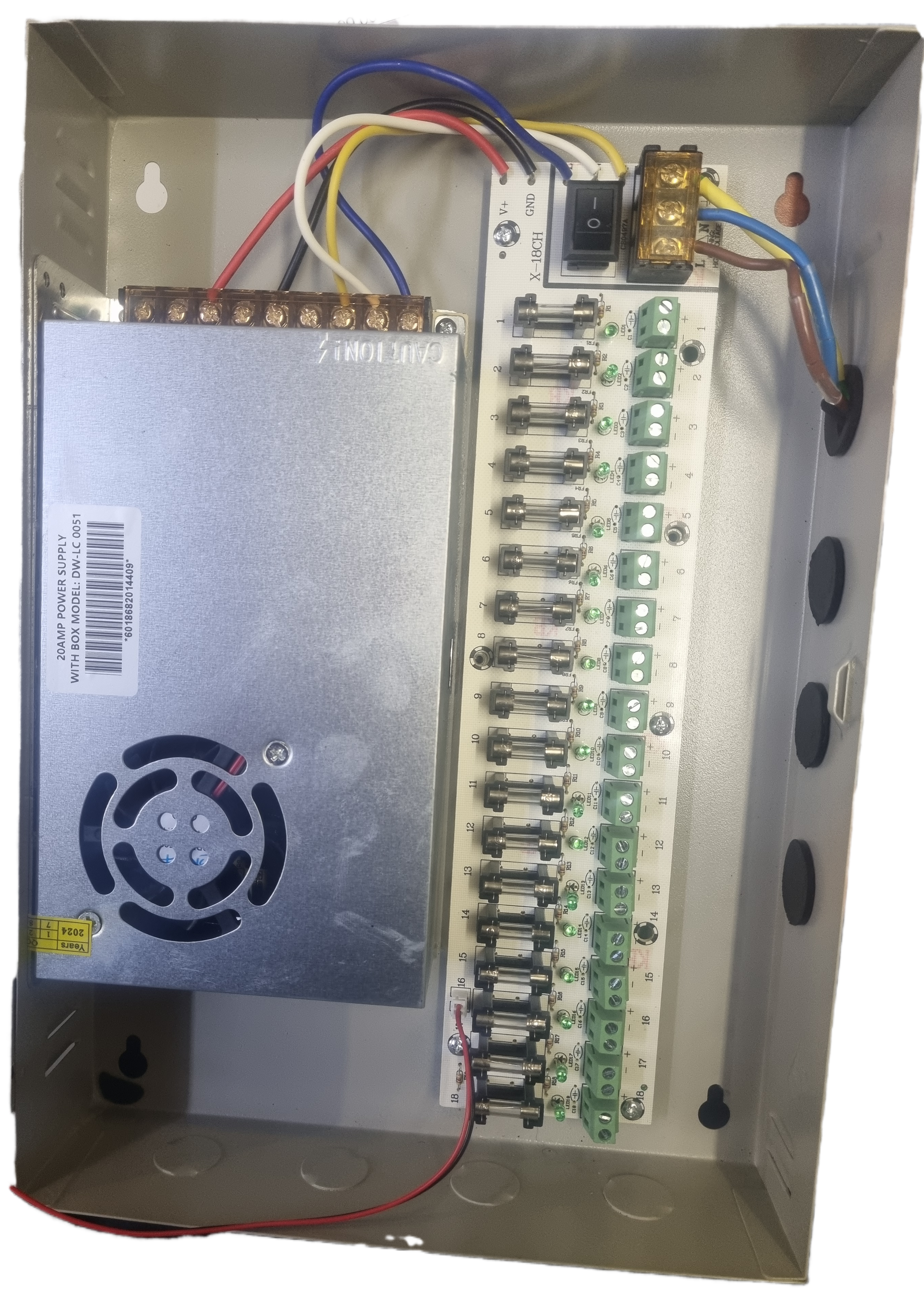 How to Use 18 Channel CCTV Power Supply Distribution Box: Pinouts ...
