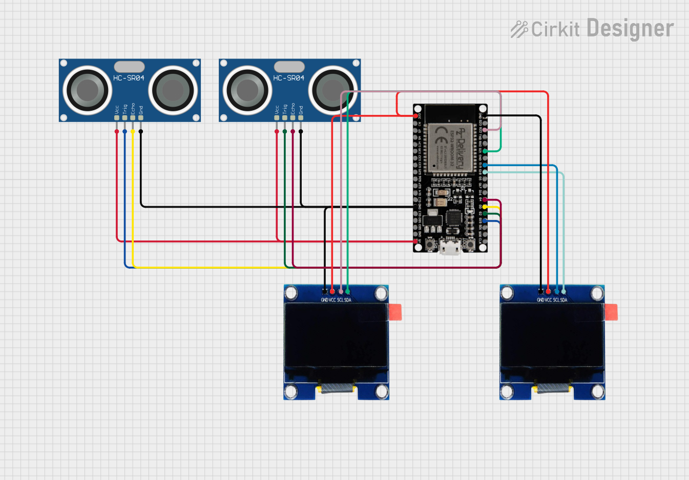 ESP32-Based Ultrasonic Distance Measurement with Dual OLED Display ...